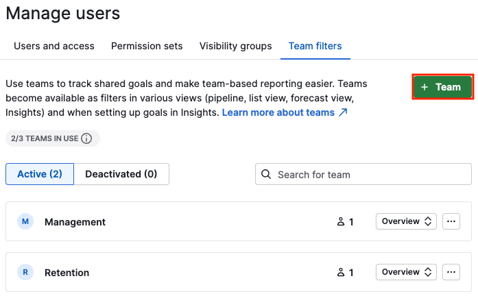 Teams - Knowledge Base | Pipedrive